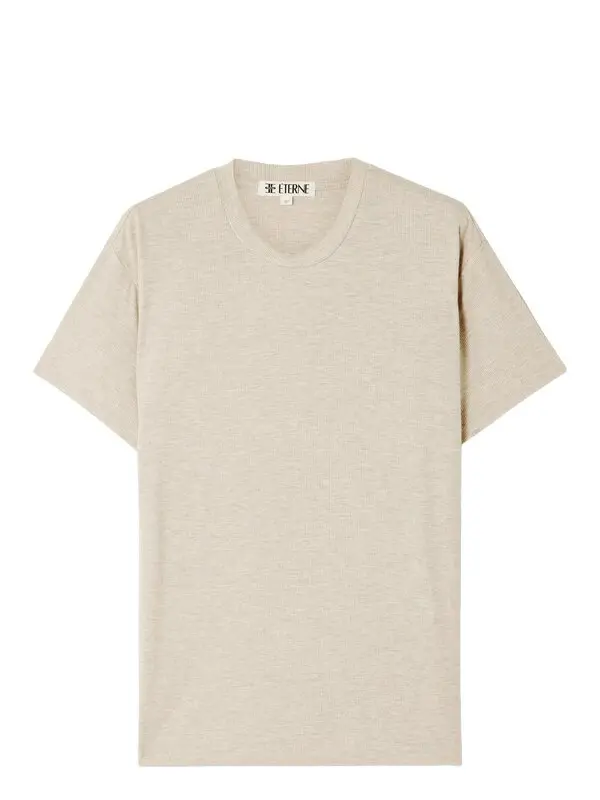 Eterne Boyfriend Fit Ribbed Jersey T-shirt - Neutrals
