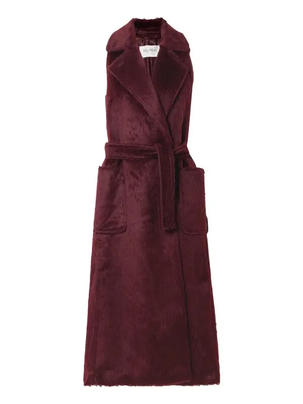 Max Mara Belted Alpaca And Wool-blend Coat - Red