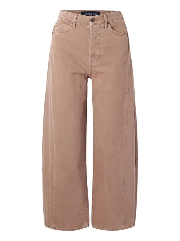 Veronica Beard Ryder Cropped High-rise Barrel-leg Jeans - Brown