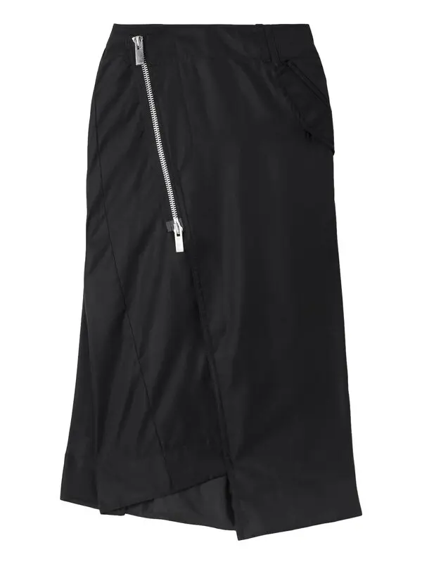 Sacai Wrap-effect Shell Midi Skirt - Black