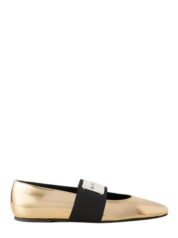 Givenchy Logo-appliquéd Mirrored-leather Ballet Flats - Gold