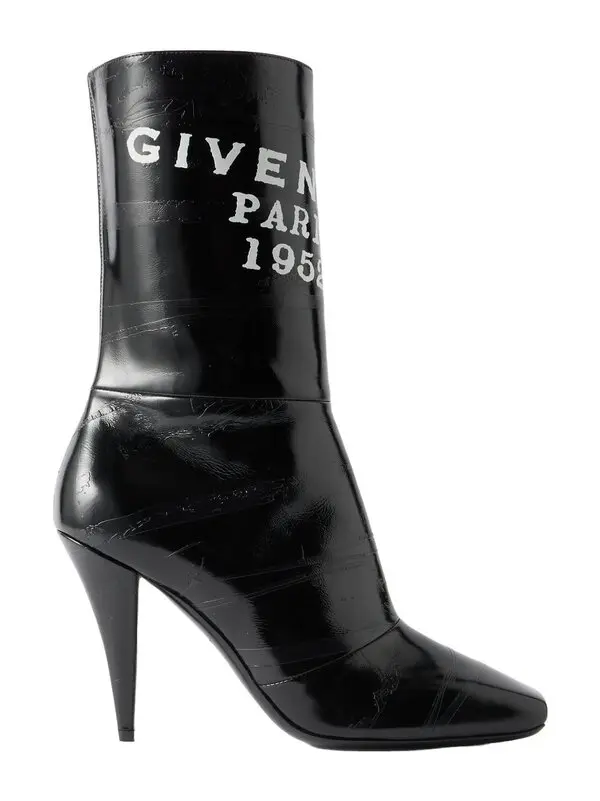 Givenchy Printed Textured-leather Ankle Boots - Black