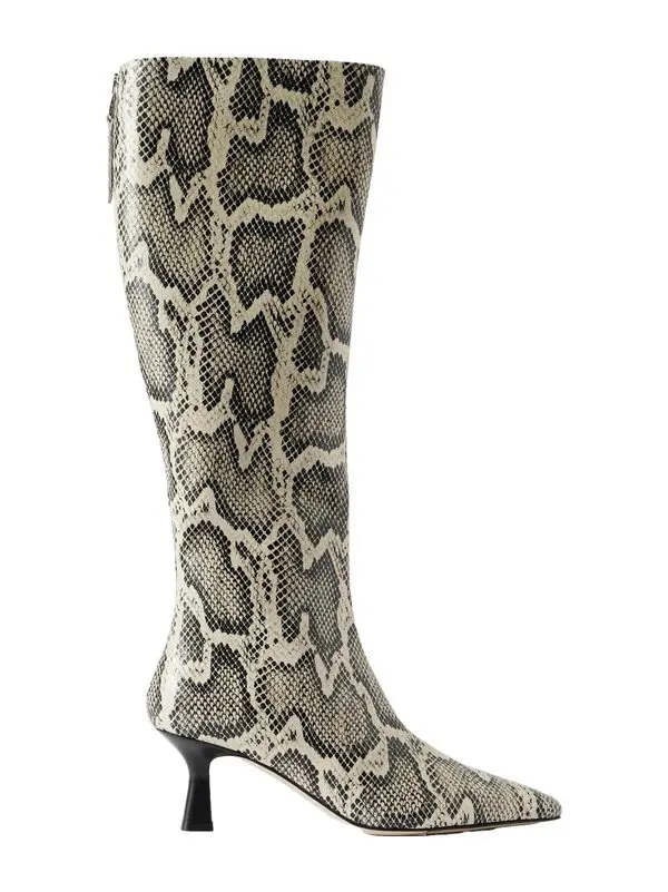 AeydĒ Klea Snake-effect Knee Boots - Animal Print