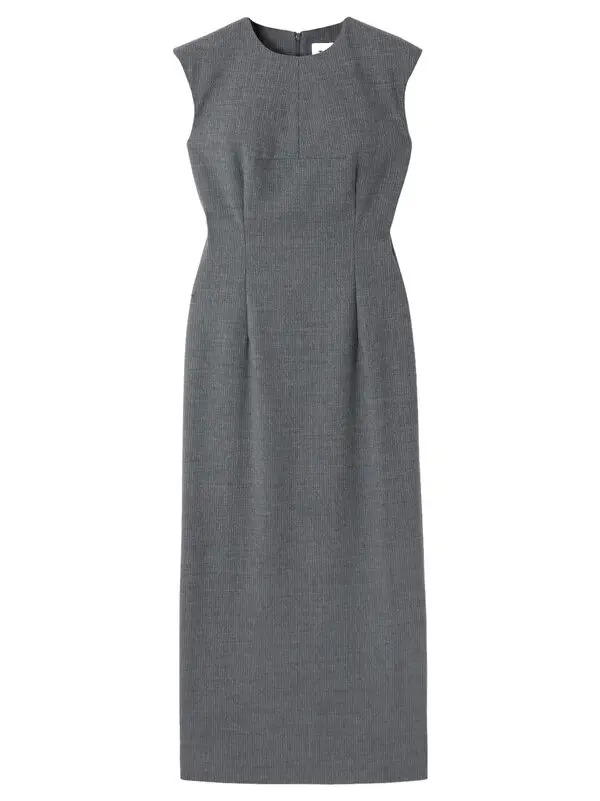 Tove Estelle Pinstriped Midi Dress - Gray