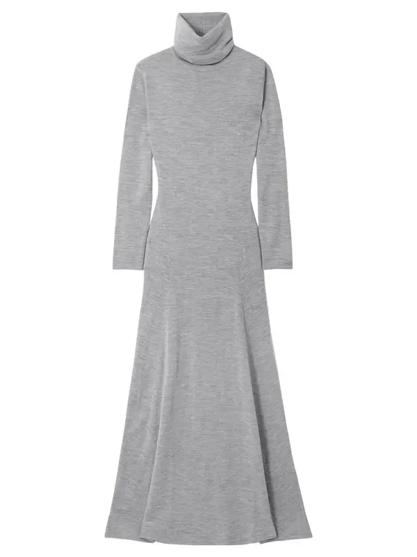 Tove Suzette Wool And Silk-blend Turtleneck Midi Dress - Gray