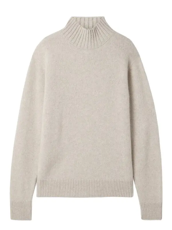 THE ELDER STATESMAN Cashmere Turtleneck Sweater - Ecru