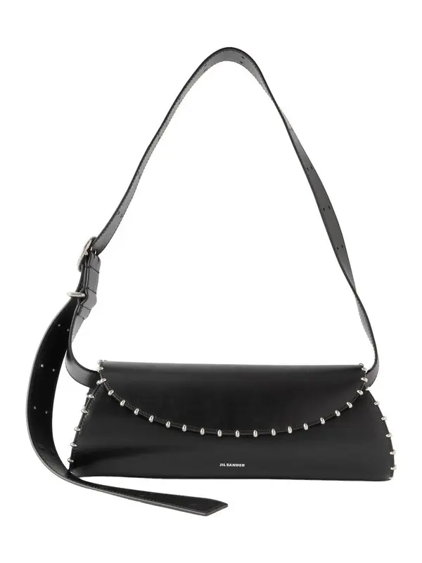 JIL SANDER Cannolo Small Embellished Leather Shoulder Bag - Black