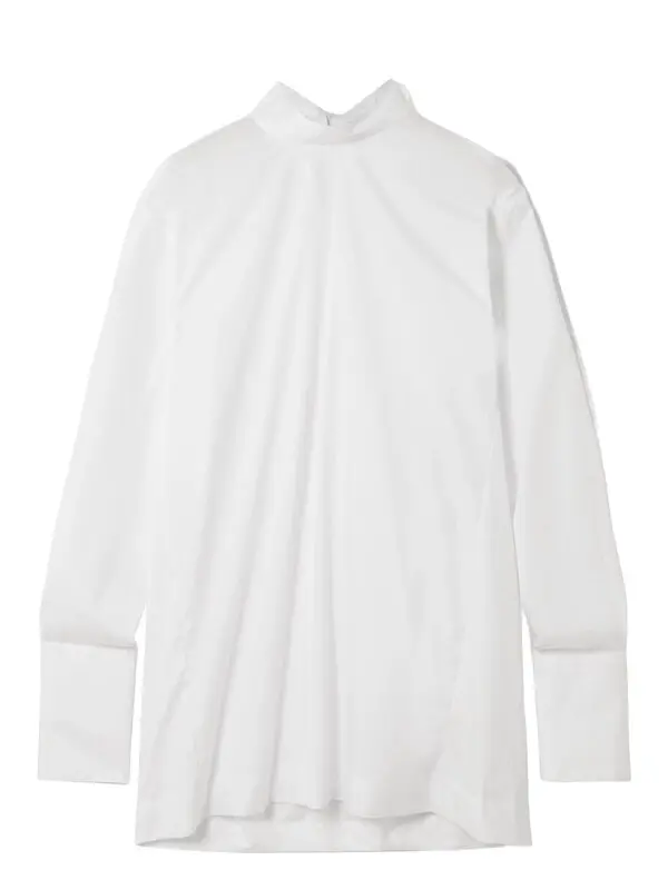 Dries Van Noten Tie-detailed Gathered Cotton-poplin Shirt - White