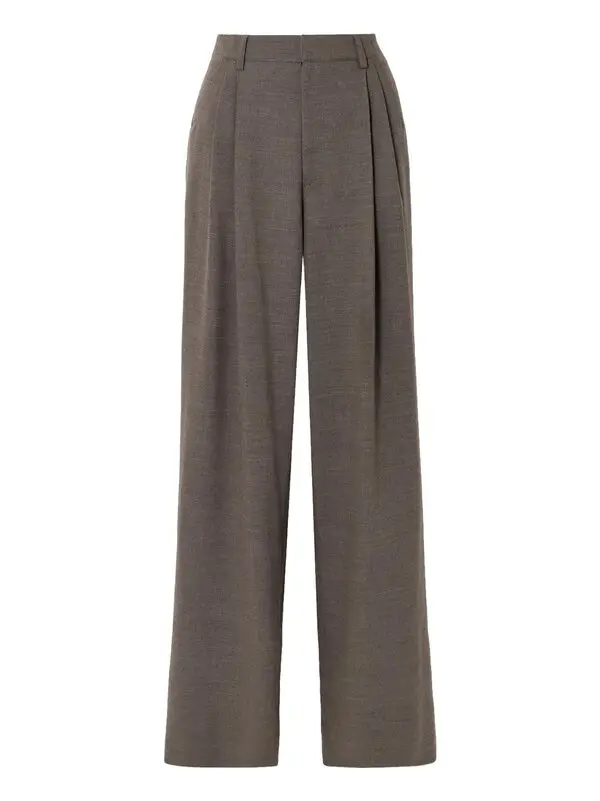 LIBEROWE Annie Pleated Twill Wide-leg Pants - Neutrals