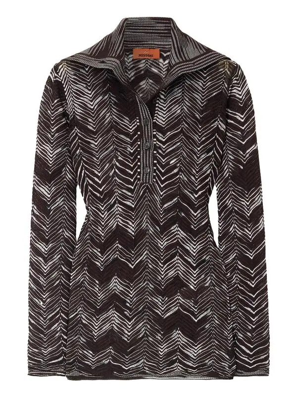 Missoni Striped Crochet-knit Wool-blend Sweater - Brown