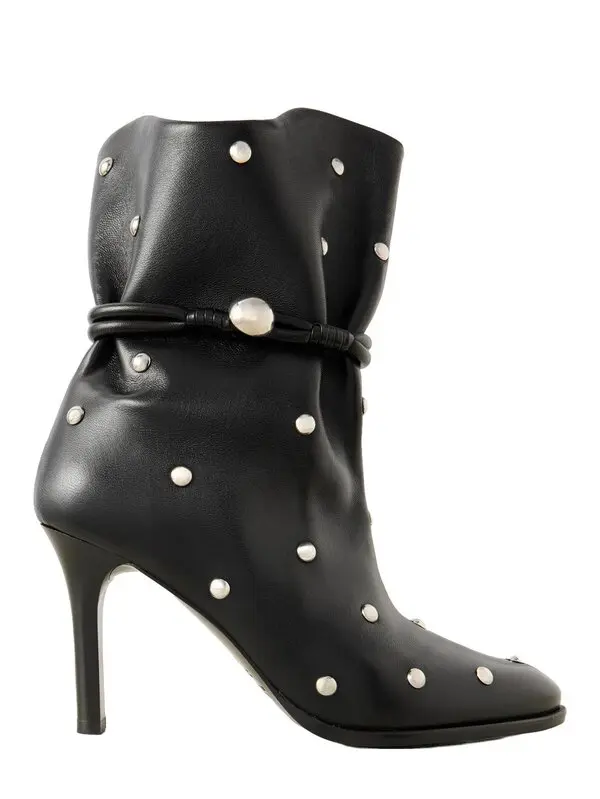 Isabel Marant Lolia Studded Leather Ankle Boots - Black
