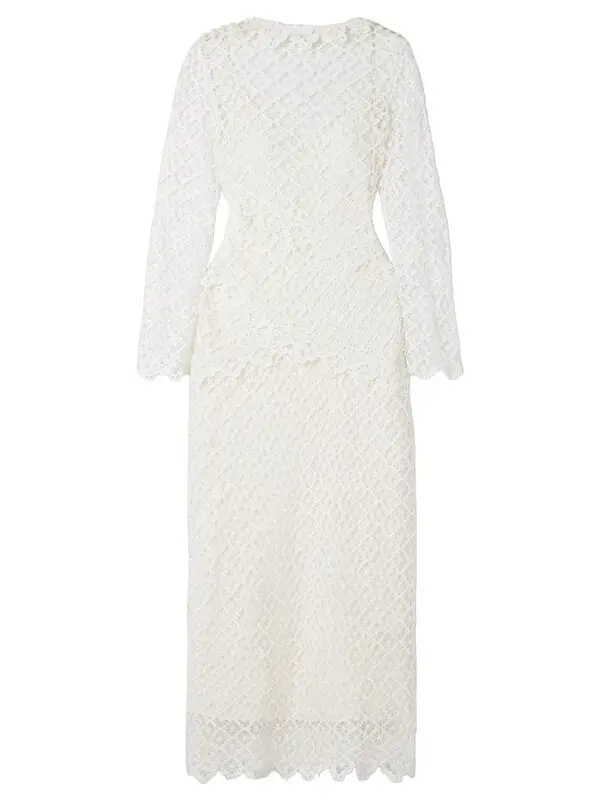 Isabel Marant Lisia Tiered Crochet Cotton Midi Dress - Ecru