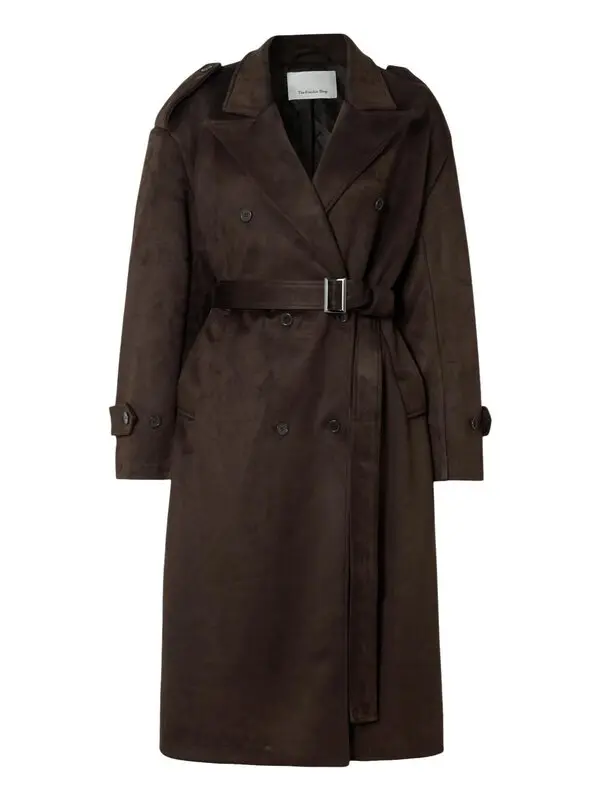 THE FRANKIE SHOP Pembroke Brushed Trench Coat - Brown