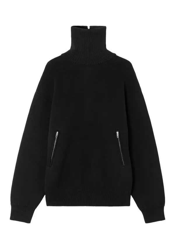 Balenciaga Cotton Half-zip Sweater - Black
