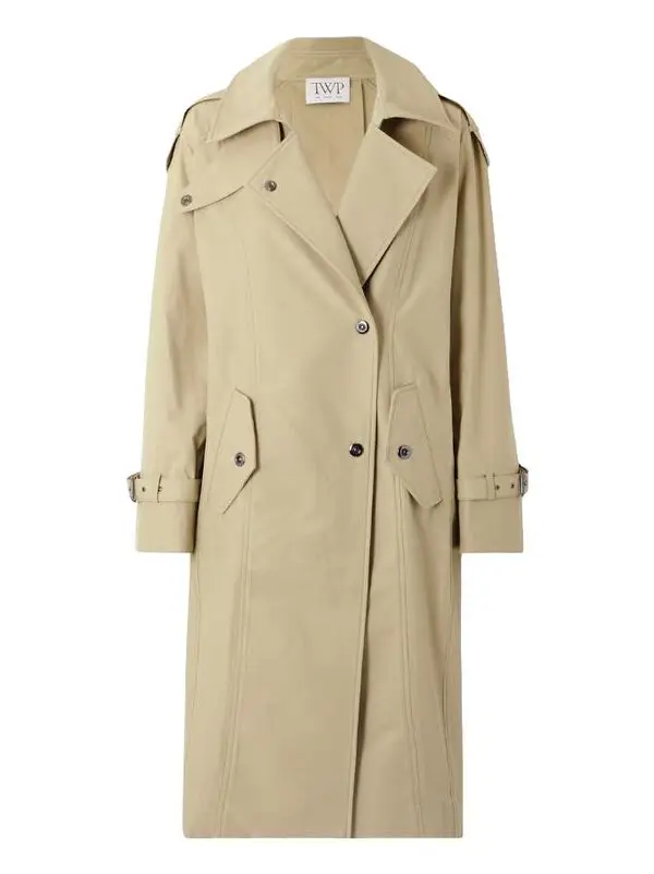 TWP Long Bogie Cotton-blend Gabardine Coat - Neutrals