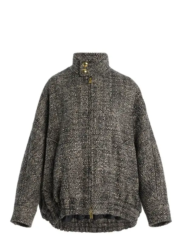 DARKPARK Lee Herringbone Wool Bomber Jacket - Black,white