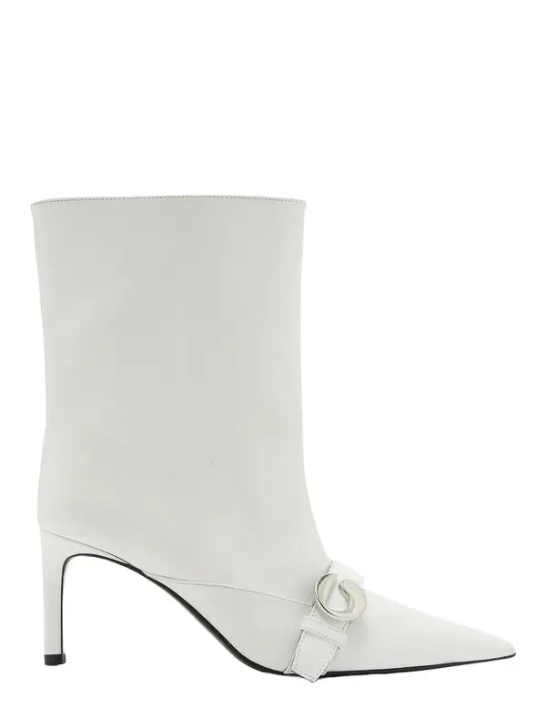 Coperni Belted Leather Ankle Boots - White
