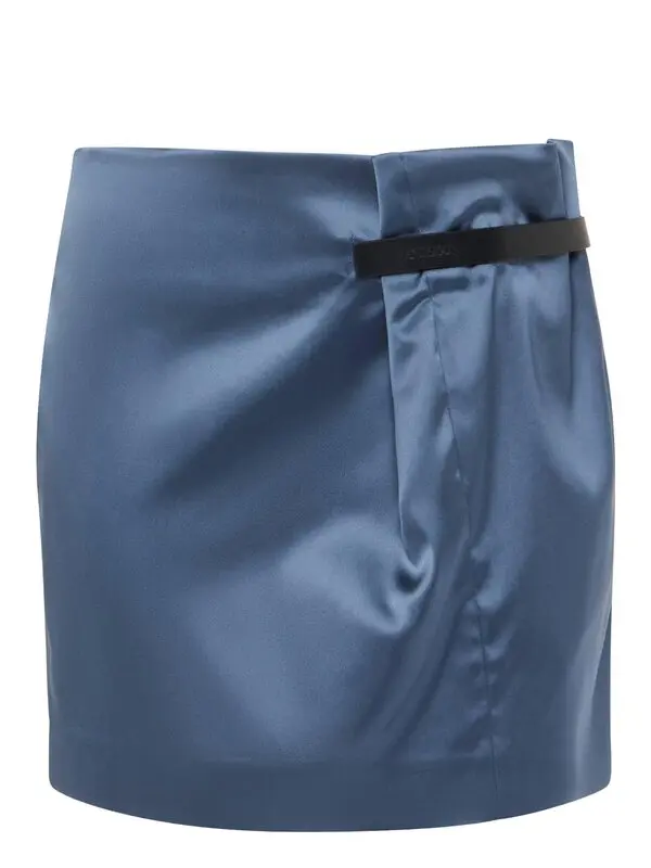 JW Anderson Satin Mini Skirt With Leather Tab - Blue