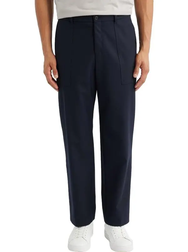 Hugo Boss Virgin Wool Straight-leg Pants - Dark Blue