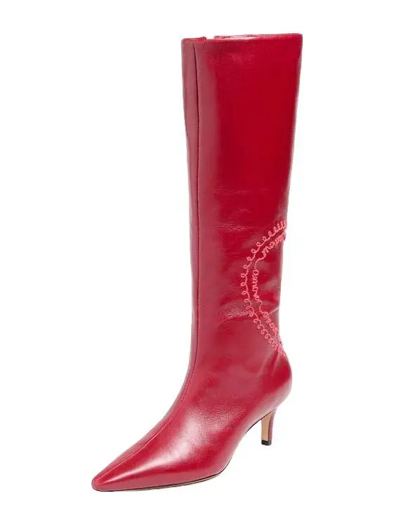 Cinq À Sept Casey Embroidered Heart Tall Boot - Bordeaux
