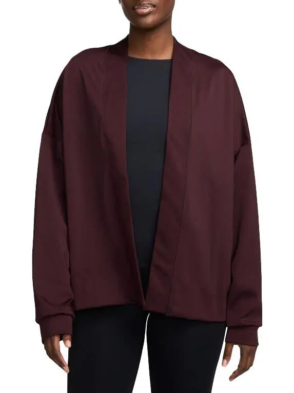Nike Zenvy Dri-fit Oversized Cardigan - Burgundy Crush/white