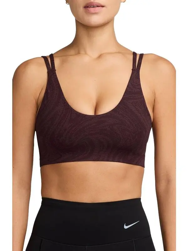 Nike Zenvy Dri-fit Strappy Sports Bra - Burgundy Crush/dark Team Red