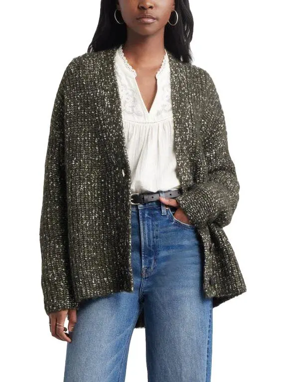 Treasure & Bond Oversized Nubby Cardigan - Green Gables Combo