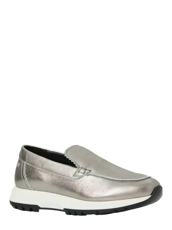 Aquatalia Karena Weatherproof Leather Slip-on Sneakers - Silver