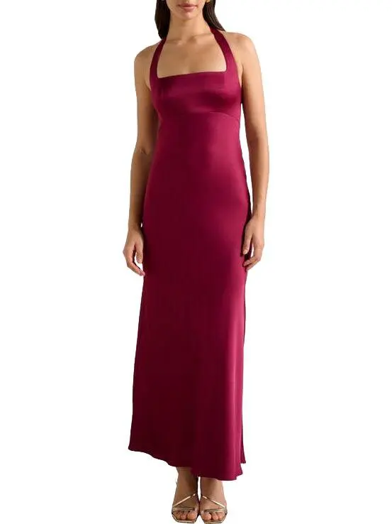 EVER NEW April Open Back Maxi Halter Gown - Light Berry