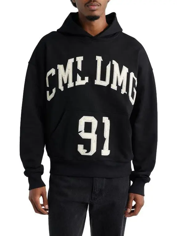 CRIMINAL DAMAGE Destroyed Logo Cotton Hoodie - Black