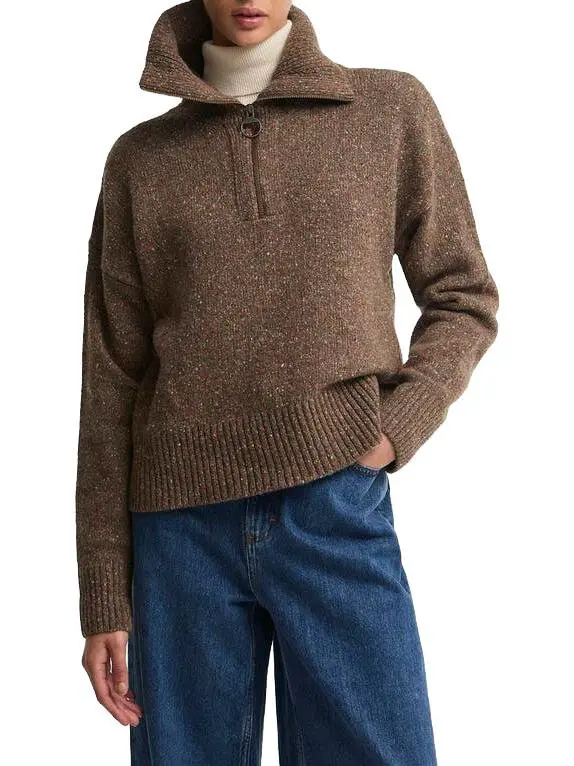 Barbour Lavensdale Wool-blend Half-zip Sweater - Deep Camel