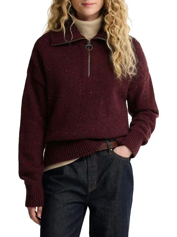 Barbour Lavensdale Wool-blend Half-zip Sweater - Fig