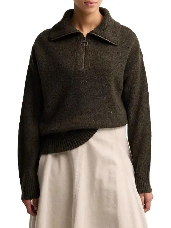 Barbour Lavensdale Wool-blend Half-zip Sweater - Olive