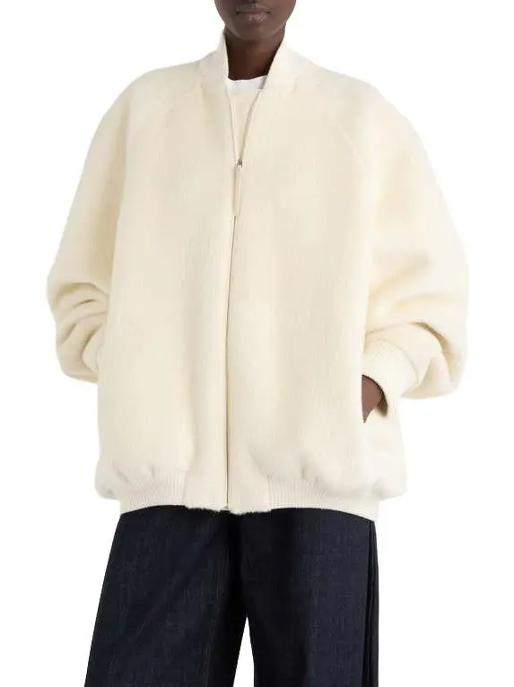 Jacquemus Le Blouson Pilu Alpaca & Virgin Wool Blend Bomber Jacket - Off-white