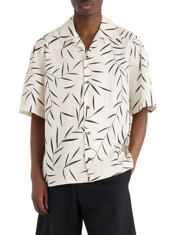 Jacquemus La Chemise Fonccio Foliage Print Camp Shirt - Print Foliage Off White/b