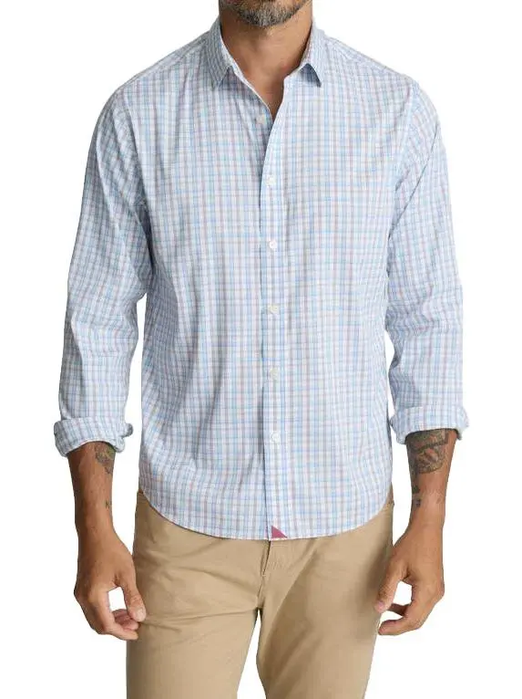UNTUCKIT Kellerfield Plaid Cottontek™ Performance Button-up Shirt - Light Blue White Grey