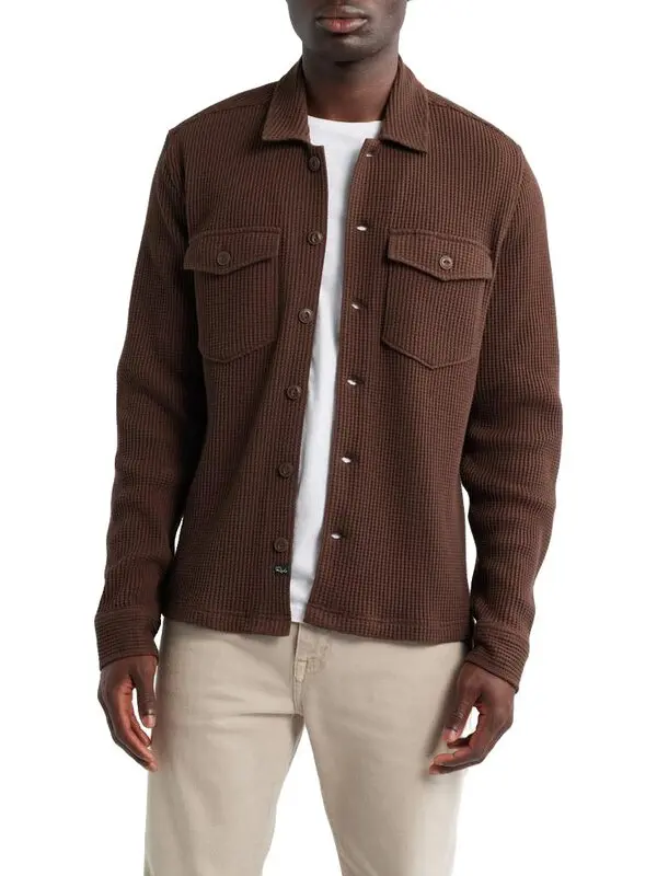 Rails Wells Waffle Knit Shirt Jacket - Chocolate
