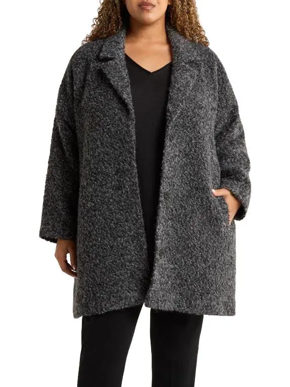 Eileen Fisher Notch Collar Long Coat - Charcoal Ash