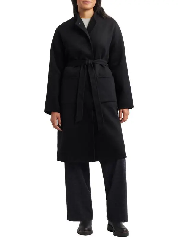 Eileen Fisher Belted Wool Coat - Black