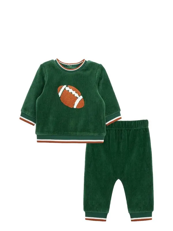 LITTLE ME Football Sweatshirt & Joggers Set - Green