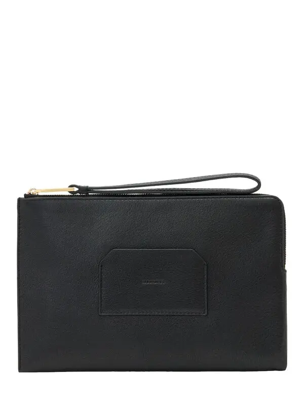 ALLSAINTS Joshi Large Leather Wristlet Clutch - Black