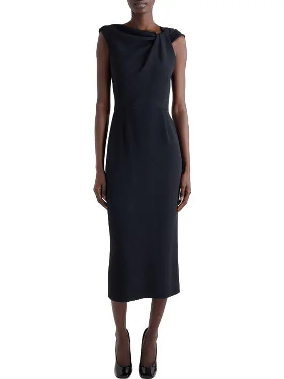 Givenchy Draped Crepe Cady Midi Pencil Dress - Black