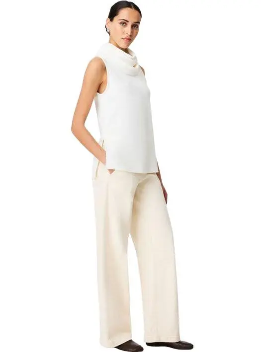 Another Tomorrow Sleeveless Cowl Neck Blouse - Off-white