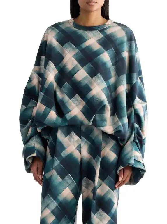 Dries Van Noten Hannett Spray Check Oversized Sweatshirt - Bottle