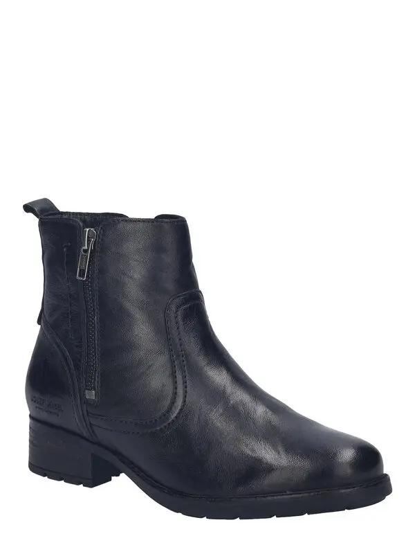 Josef Seibel Tumbled Leather Booties - Black