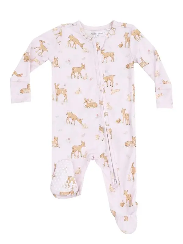 ANGEL DEAR Little Fawn Zip Footie - Light Pink/pink