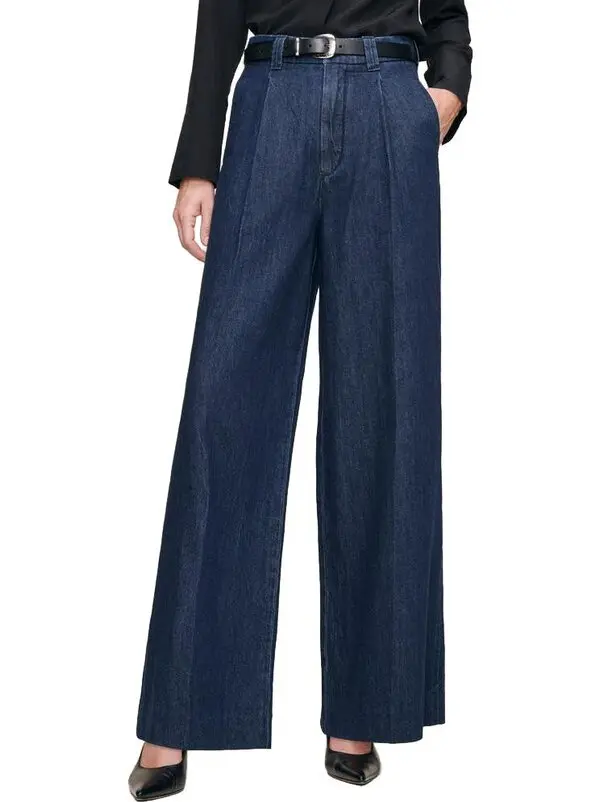 DL1961 Hepburn Pleated High-waist Wide-leg Jeans - River Valley