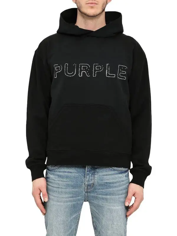 PURPLE BRAND Logo Cotton French Terry Hoodie - Black