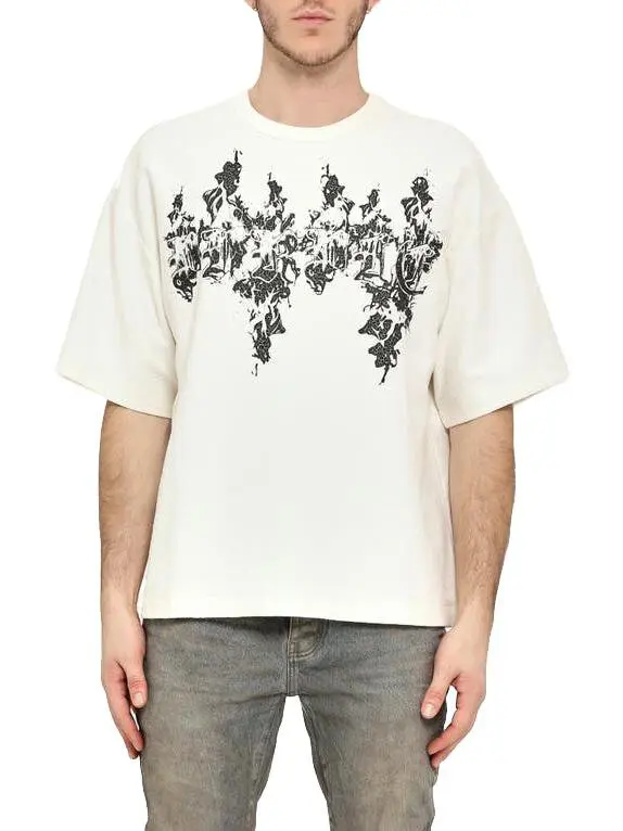 PURPLE BRAND Textured Jersey Graphic T-shirt - Off White