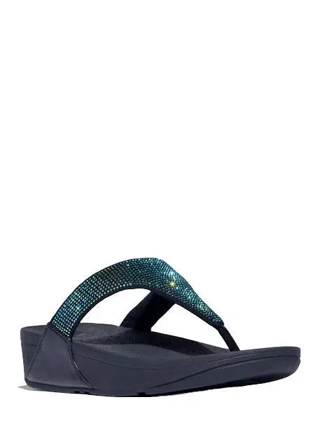 Fitflop Lulu Crystal Embellished Toe-post Sandals - Iridescent Navy